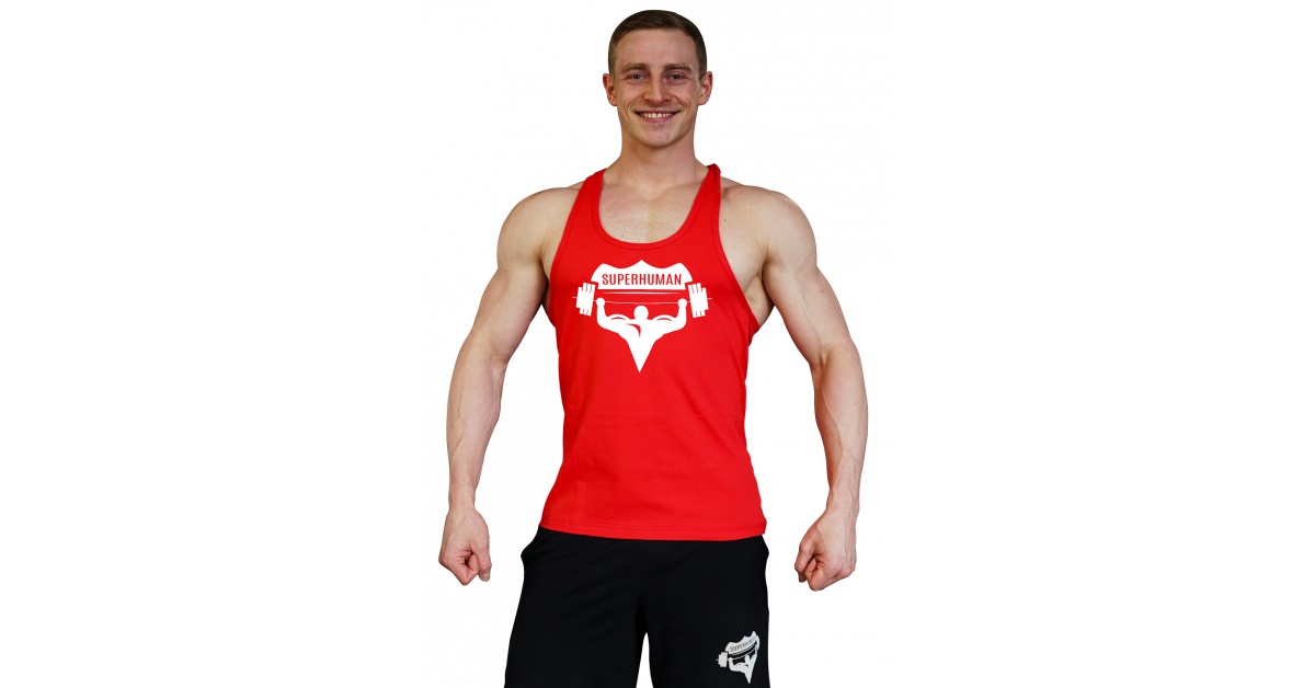 Tílko Superhuman velké logo - rovné/červené L | Fitnessdk